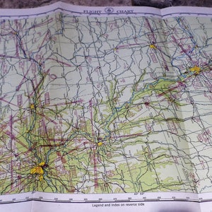Flight Chart, 1948, Vintage Pilot's Map, Minneapolis to Oklahoma City ...