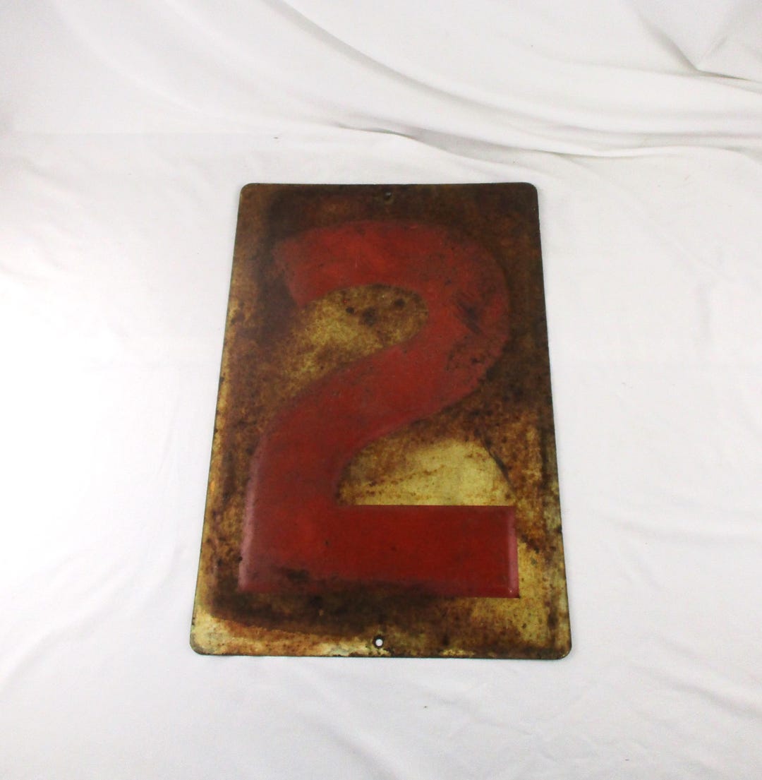 Large 20" Old Gas Station Number Sign, Porcelain on Metal, Service ...
