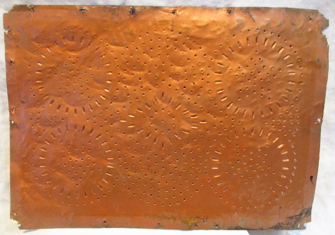 Punched Tin Antique Pie Safe Panel Perforated Tin Folk Art | Etsy