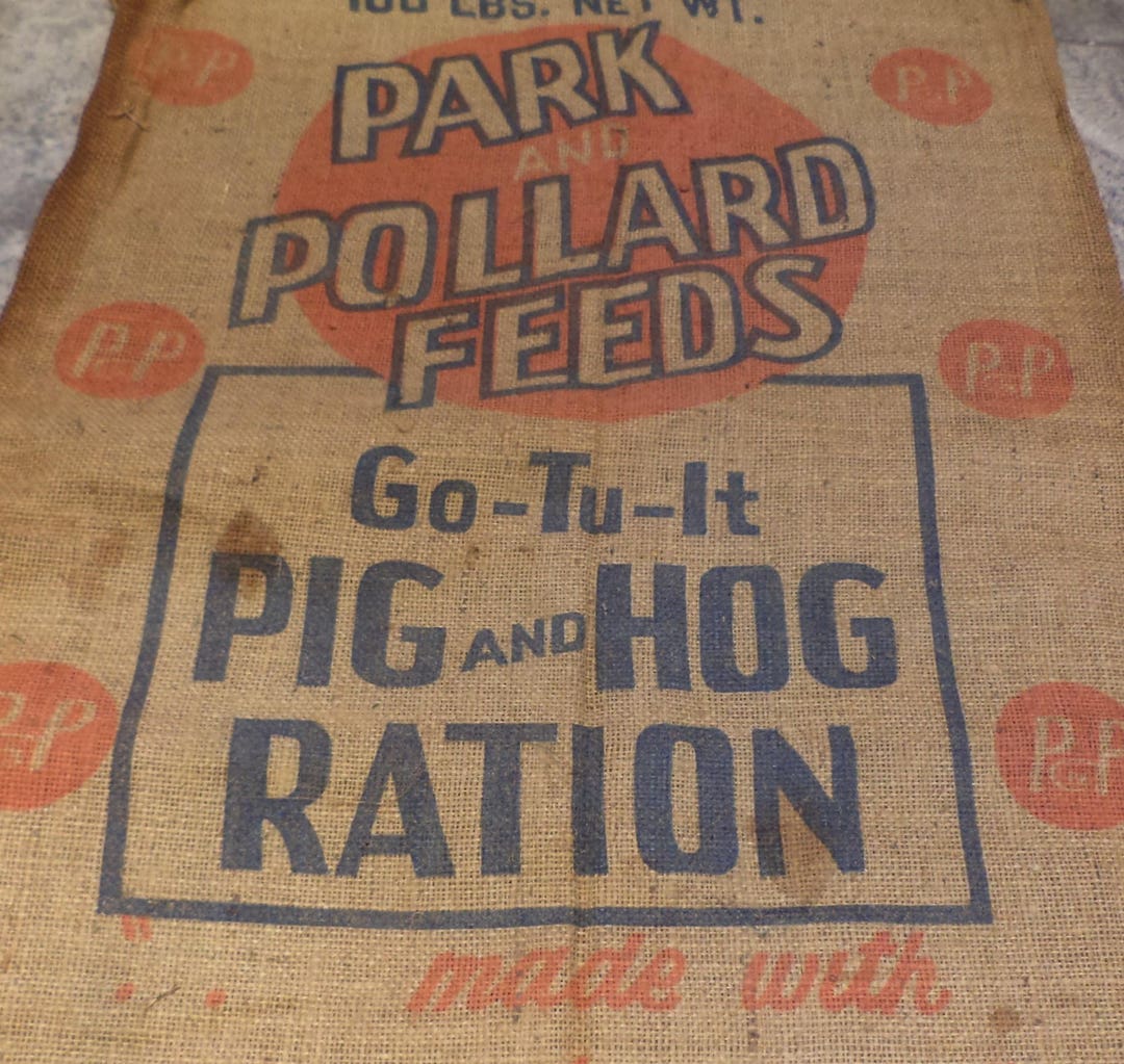 Burlap Sack, Go-tu-it Pig and Hog Ration Sack, Vintage Farm and Barn ...