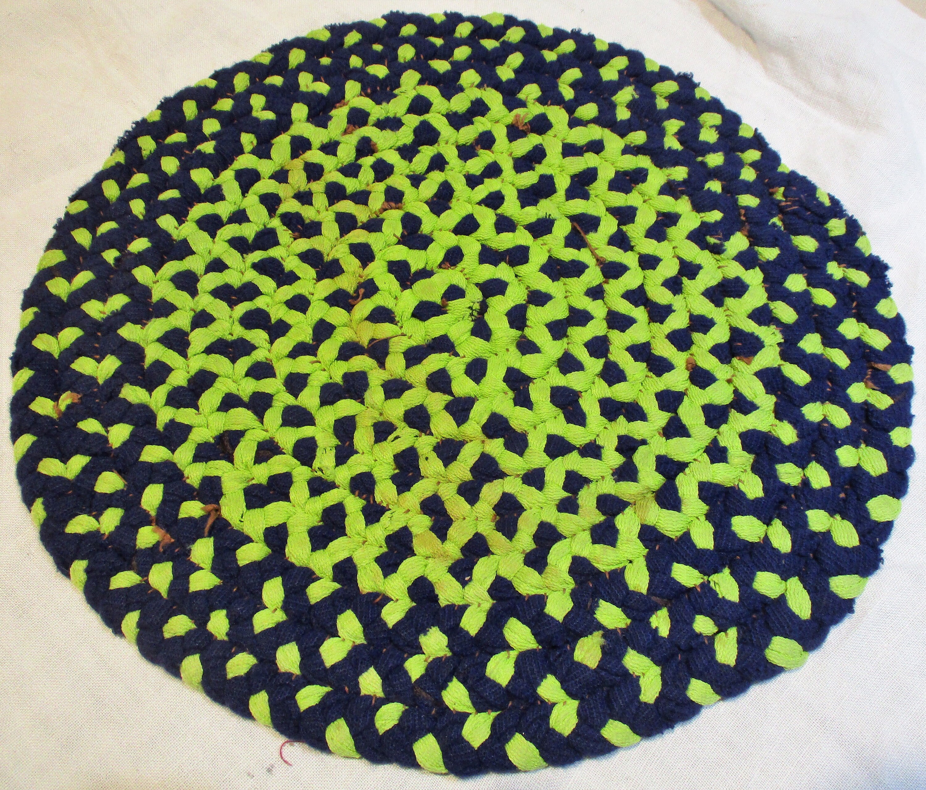 Vintage Braided Chair Pad or Small Round Rug Hand Made | Etsy