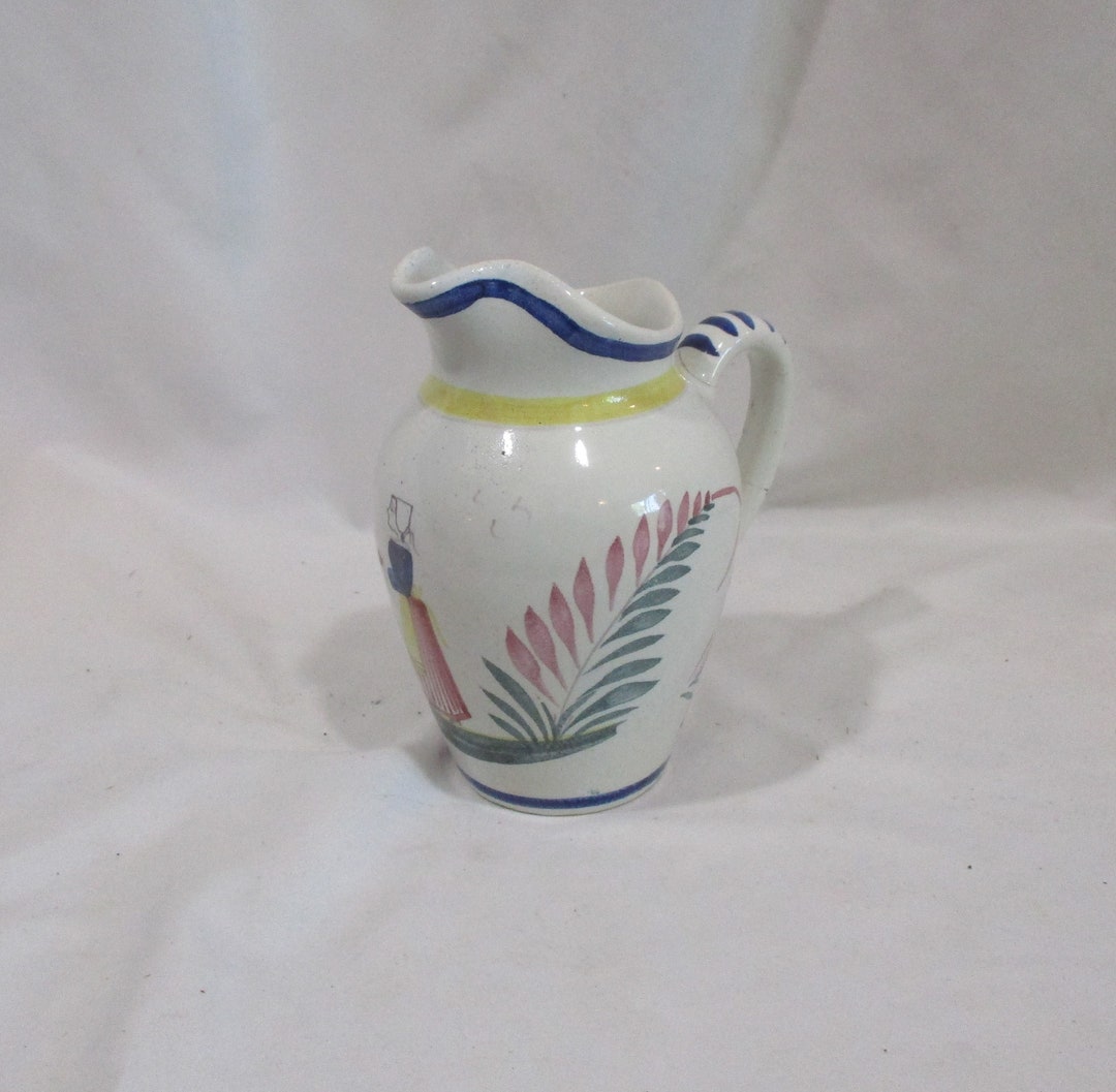 French 19th Century Quimper Hand Painted Country Pitcher, Breton Jug ...