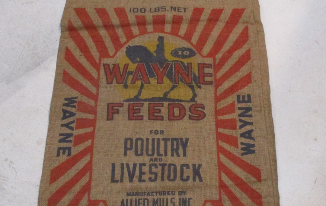 Burlap Sack, Wayne Feeds Poultry and Livestock Sack, Vintage Farm and ...