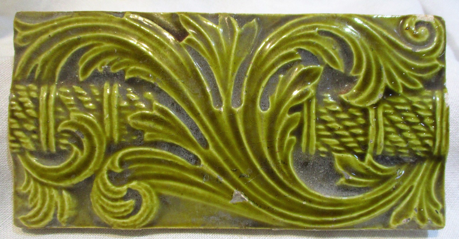 Ceramic Tile Vintage Classical Acanthus Leaf Pattern Old - Etsy