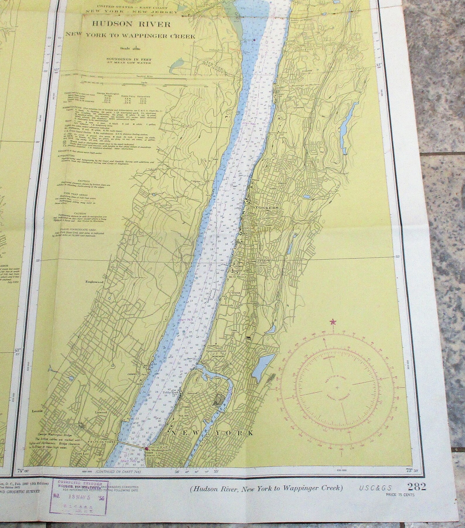 1956 Hudson River Map New York Map Maritime Soundings Map - Etsy
