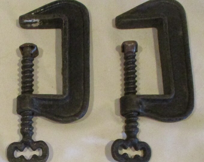 Quilt Clamps, Antique Metal C Clamps, Old Pair Vintage Hardware Salvage ...