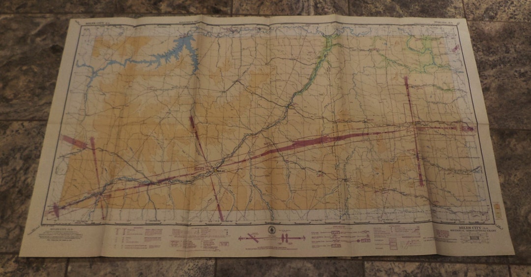 Mapa aeronáutico, 1948, Vintage Pilot's Map, Vectors, Montana, Dakota ...