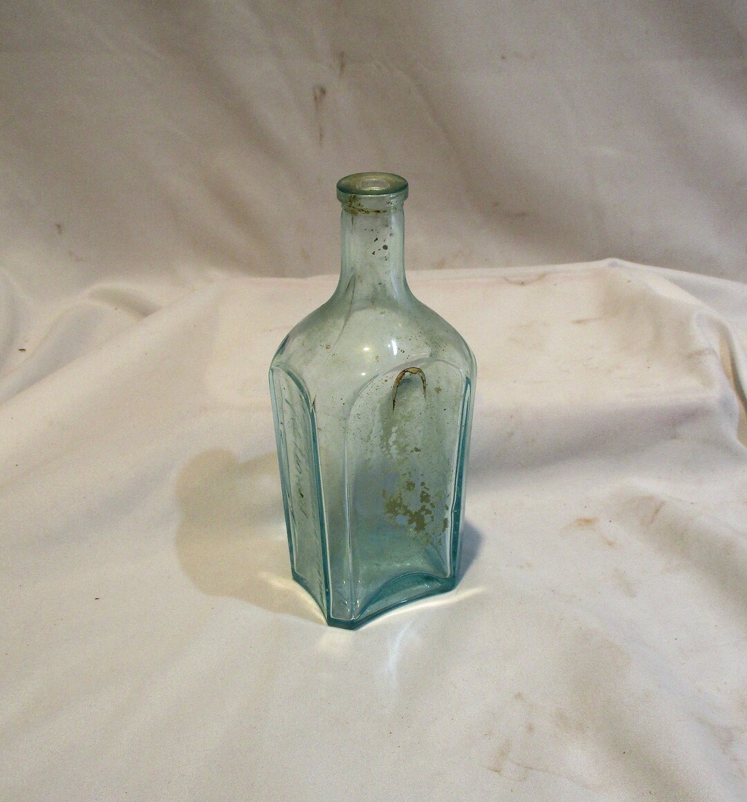 French Perfume Bottle, Edouard Pinaud, Old Aqua or Teal Embossed Empty ...