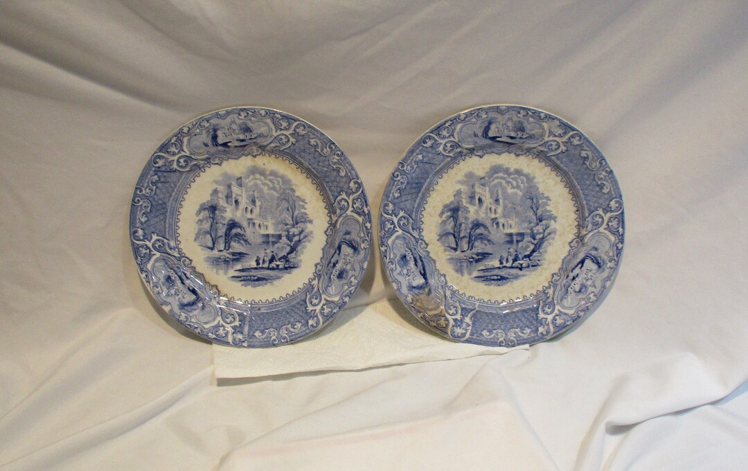 Antique Challinors Priory Plates: English Transferware Pair - Etsy