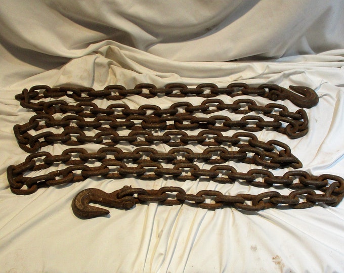 Industrial Chain and Two Hooks, 14 FOOT Large Heavy Forged Steel Links ...