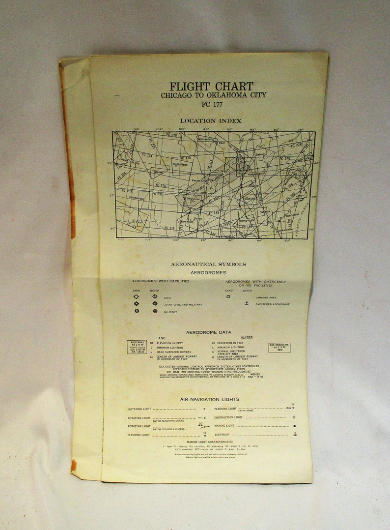 1953 Chicago to Oklahoma City Flight Chart: Vintage Pilot's Map - Etsy