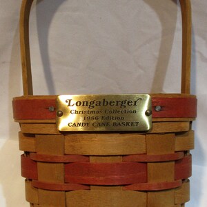 1986 Longaberger Basket, Christmas Collection Candy Cane Basket, Signed ...