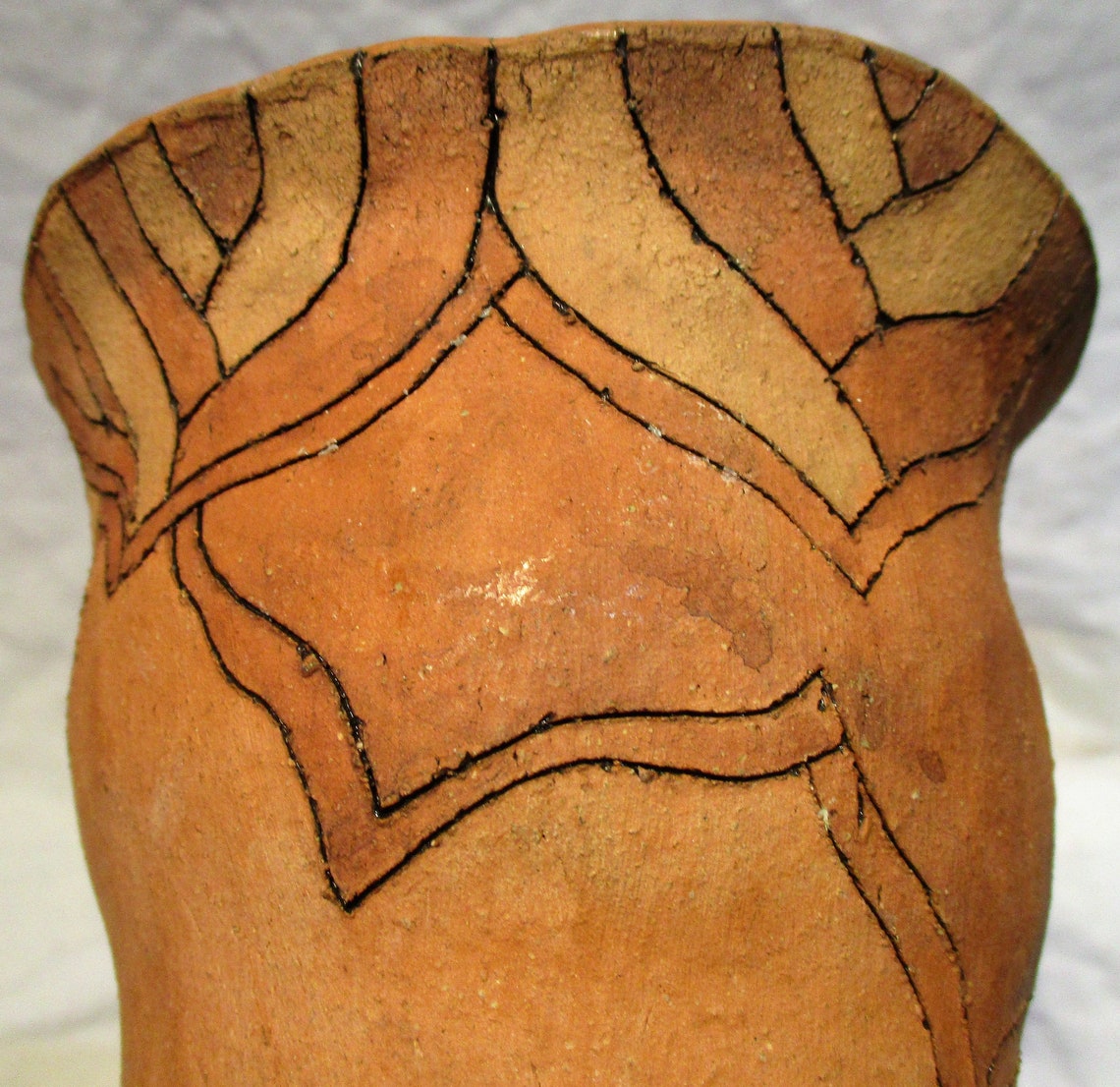 Sabra Segal Signed Vase Etched Pottery Vase Free Form - Etsy