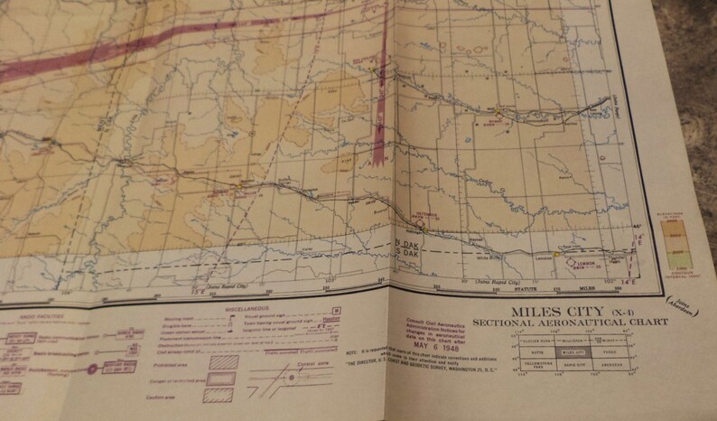 Mapa aeronáutico 1948 Vintage Pilot's Map Vectors - Etsy México