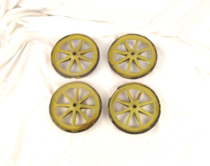 Set of 4 Vintage Mustard Yellow Metal Wheels (5 7/8") - Etsy