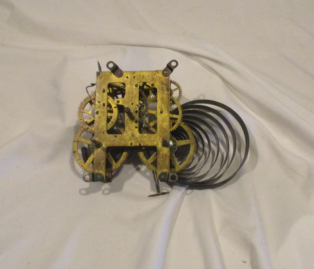Clock Mechanism or Movement, Vintage Brass, American Ingraham Late 19th ...