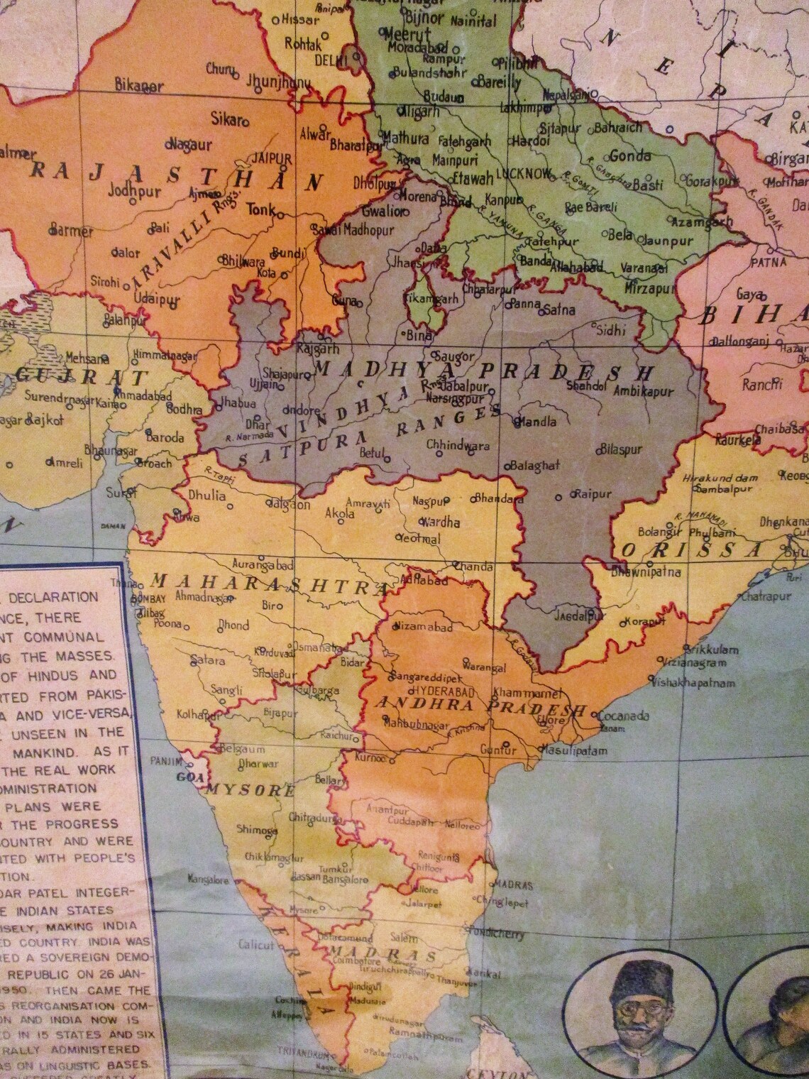 Map of India 1961 Vintage Post-Colonial Educational | Etsy