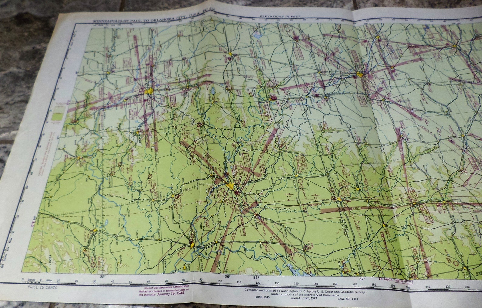 Flight Chart 1948 Vintage Pilot's Map Minneapolis to - Etsy