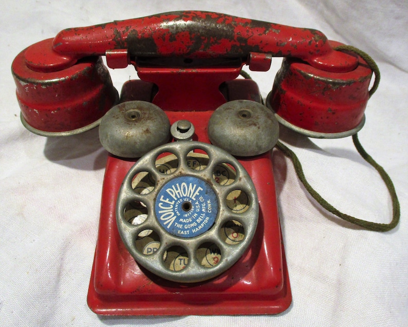 Toy Telephone Old Rotary Dial Vintage Phone Gong Bell | Etsy