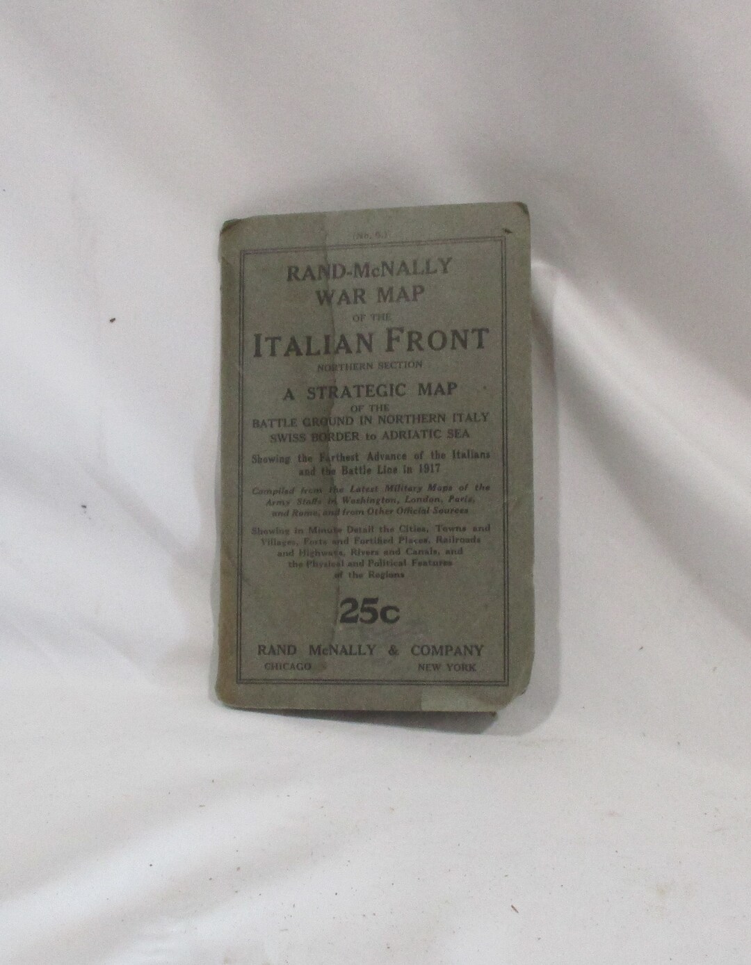 1917 Map World War 1 of the Italian Front, Rand-mcnally Antique Folding ...