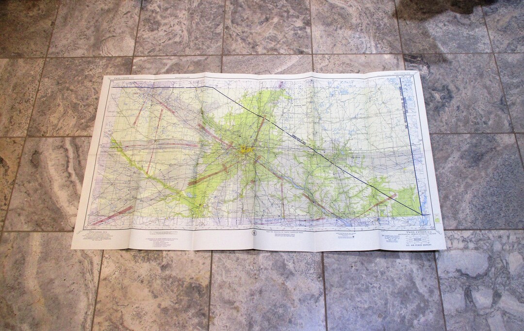 1954 Twin Cities Aeronautical Map, Vintage Pilot's Map, Minnesota and ...