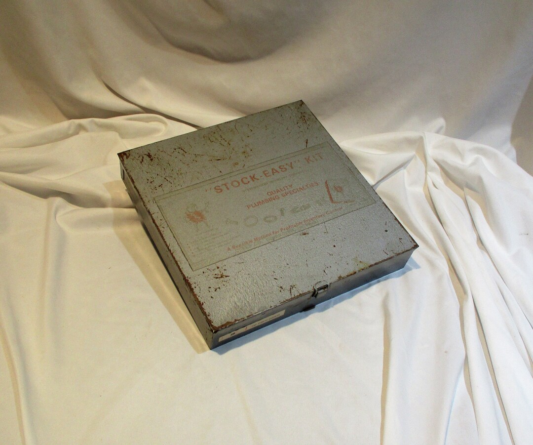 Plumbing Gaskets Parts Metal Organizer Box, Vintage Factory Salvage ...