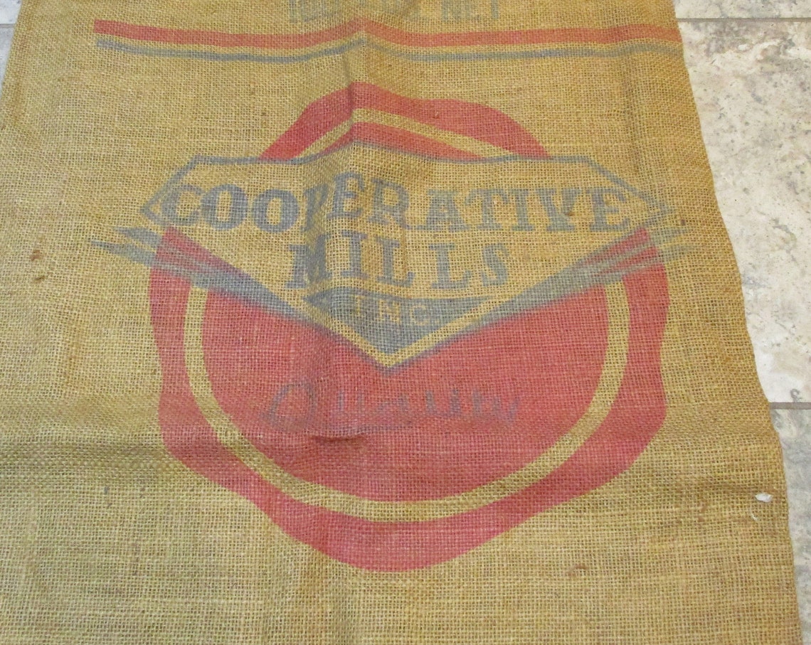 Burlap Sack Cooperative Mills Feed Sack Vintage Farm and | Etsy