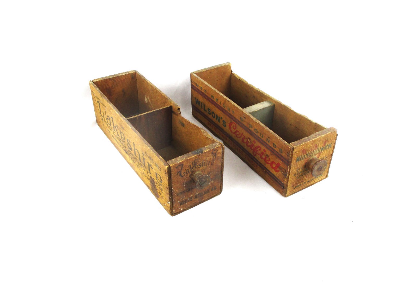 Repurposed Wood Cheese Crates: Vintage American Storage Drawers (set of ...