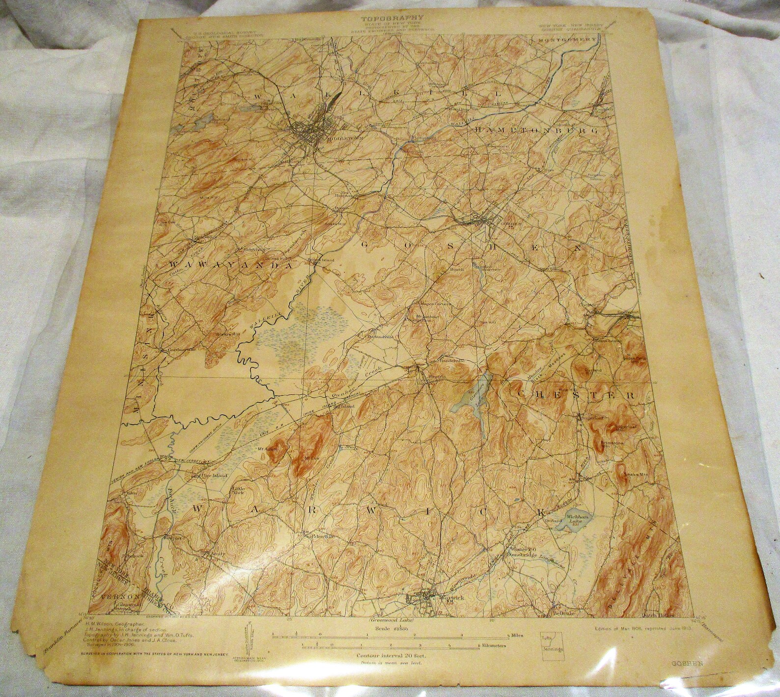 1919 Antique Topographical Map: Middletown, Goshen, Warwick, NY - Etsy