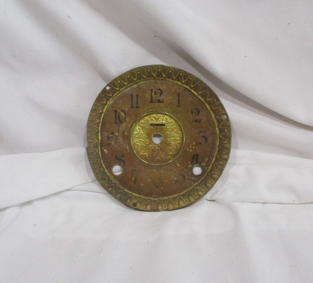 Vintage Ingraham Clock Face: Fancy Arabic Numerals, Salvaged Mantle ...