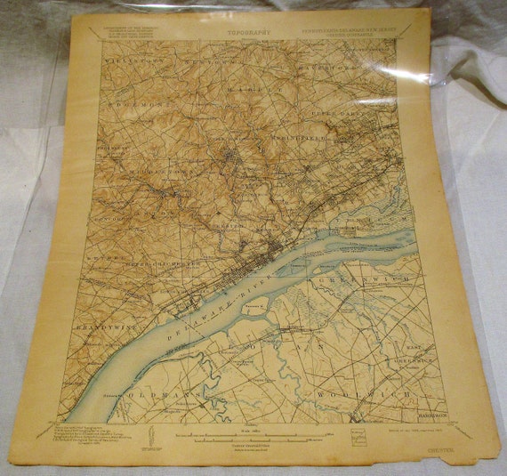 1917 Antique Topographical Map Philadelphia Suburbs and - Etsy