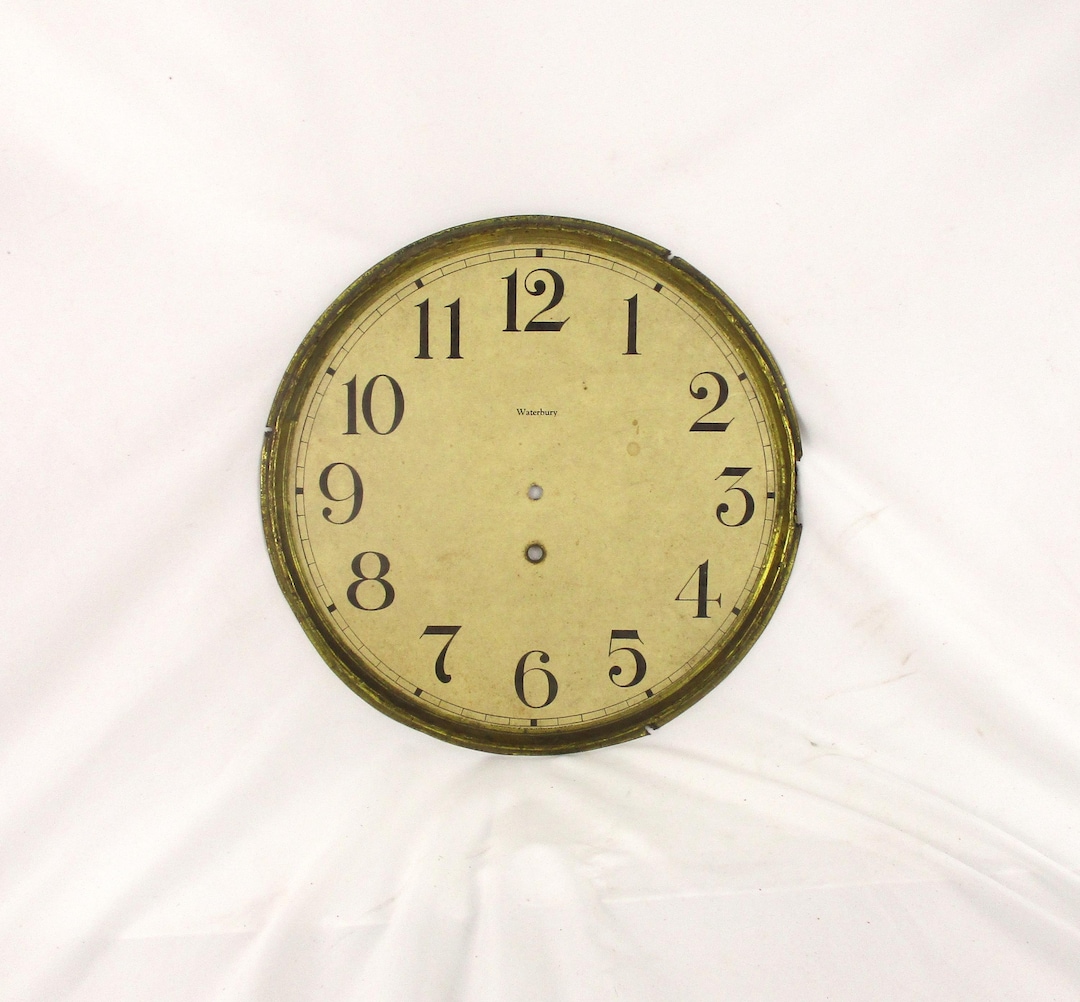 Large 12 Inch Clock Face, Waterbury Clock Company, Arabic Numbers, Old ...