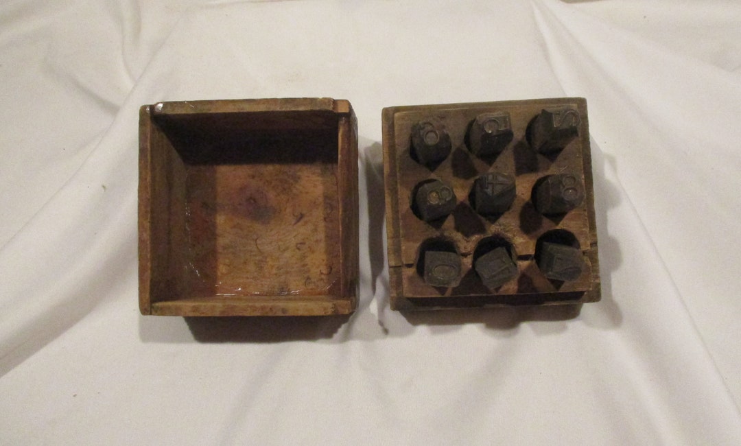 Number Punches, Set of 9 Metal Thick Punches in Wood Holder, 7/16 ...