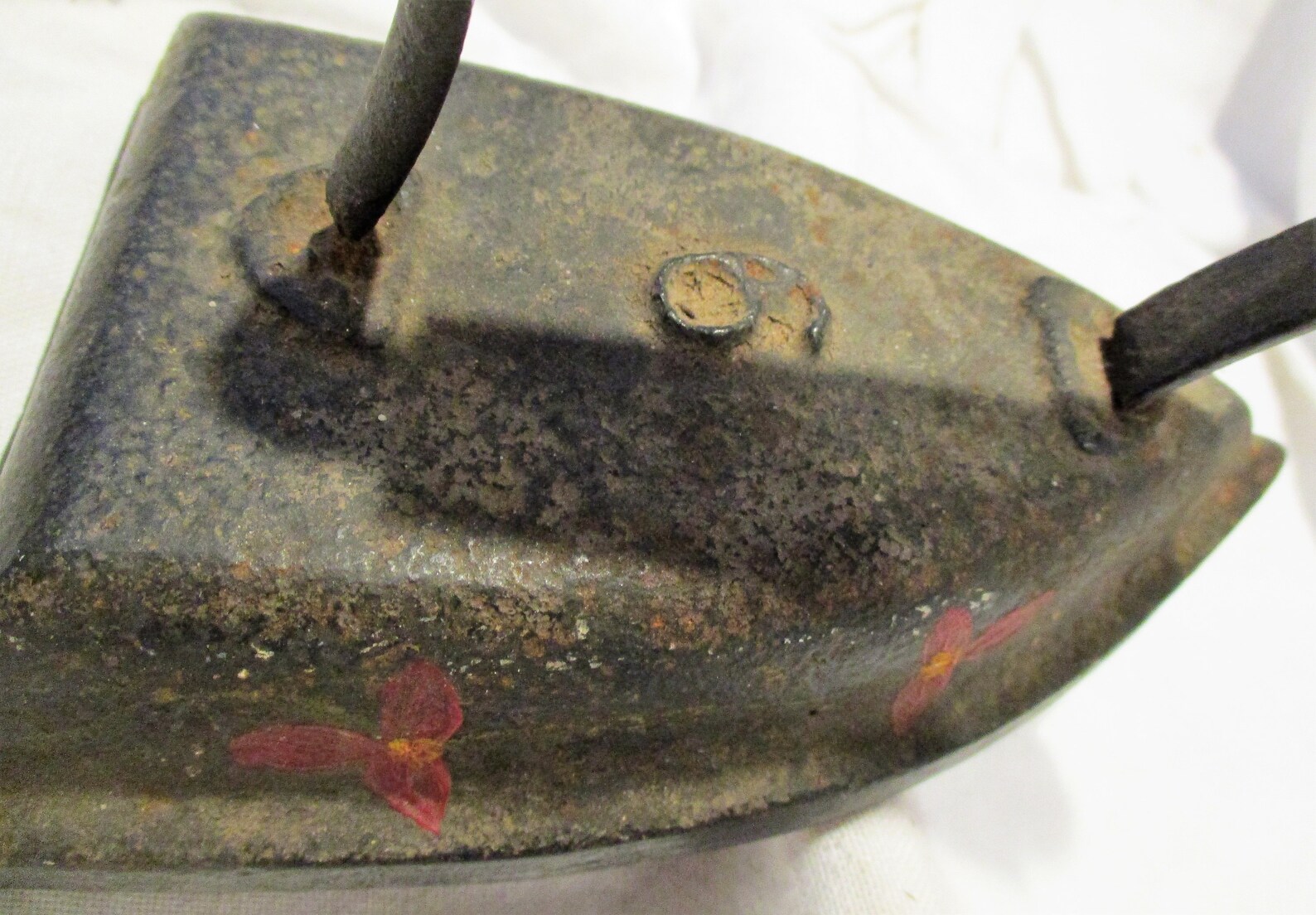 Antique Iron, Folk Art Painted, Vintage Clothes Pressing Iron ...