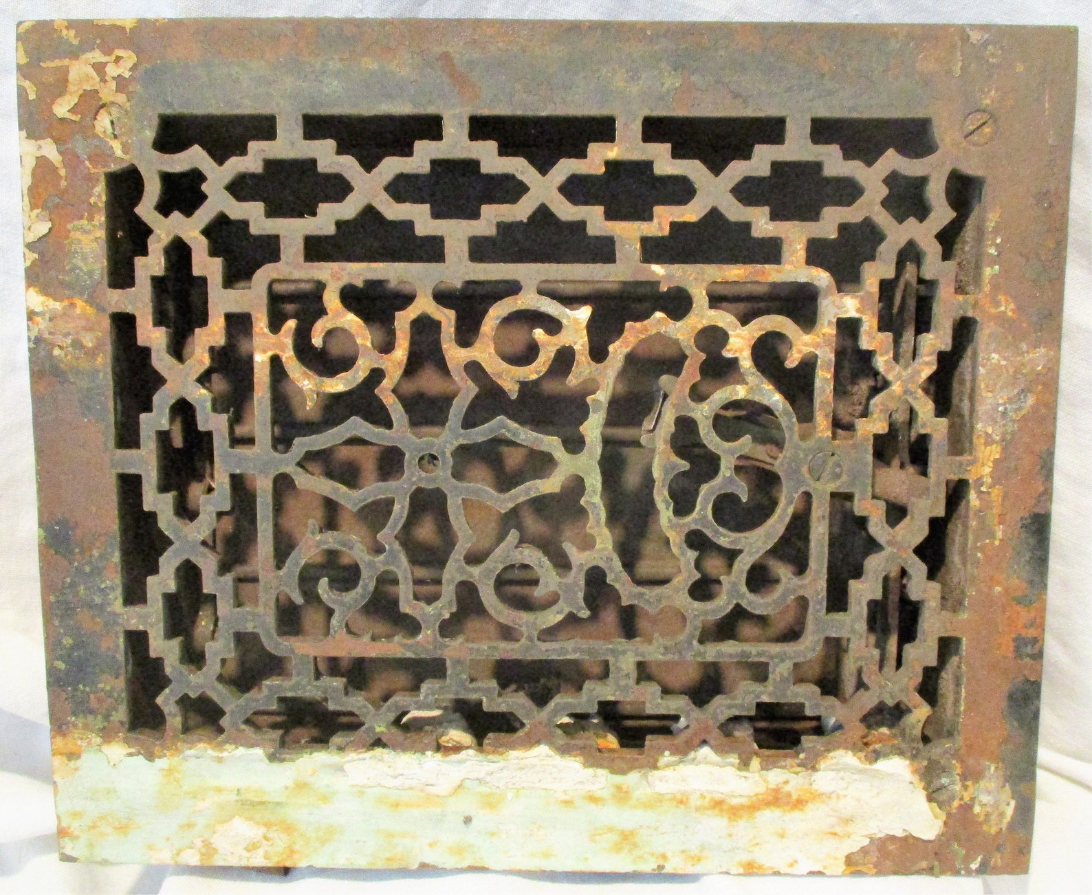 Vent Grate or Radiator Grate, Large Rectangular Cast Iron Architectural ...