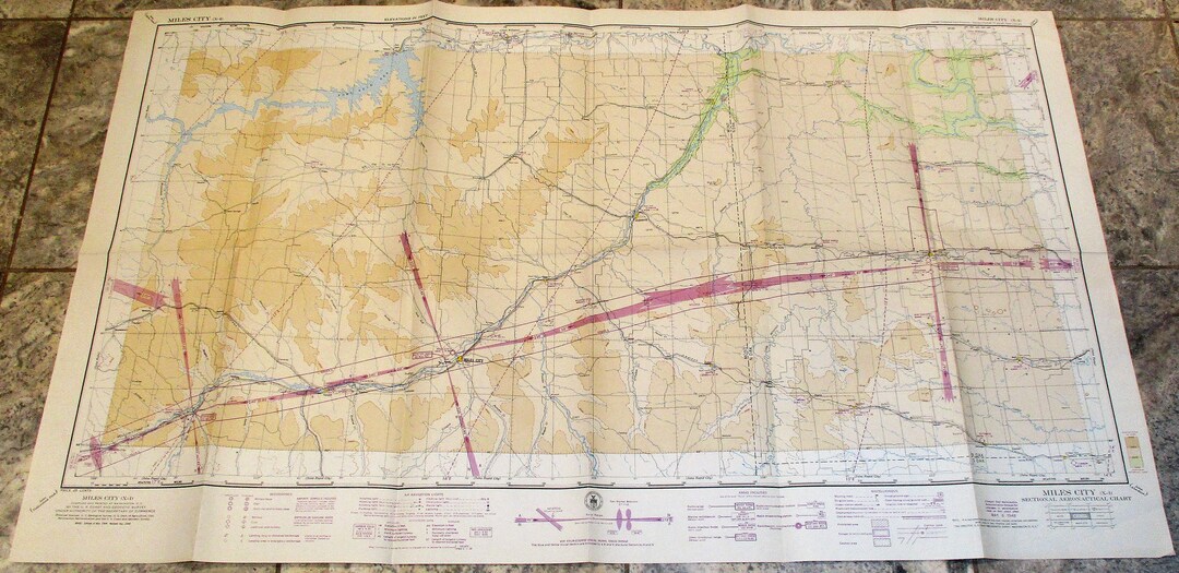 Aeronautical Map, 1948, Vintage Pilot's Map, Vectors, Montana and North ...