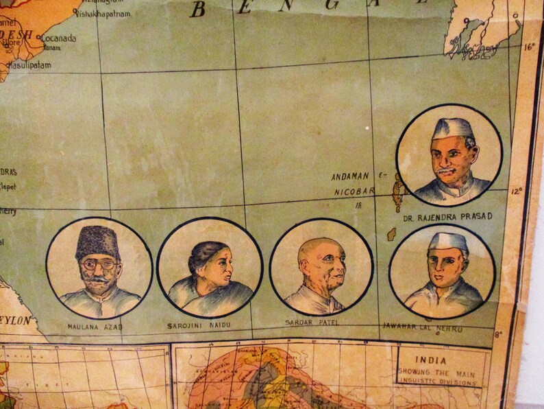 Map of India 1961 Vintage Post-colonial Educational - Etsy