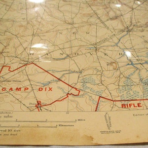 1918 Antique Topographical Map, Trenton, New Jersey and Camp Dix ...