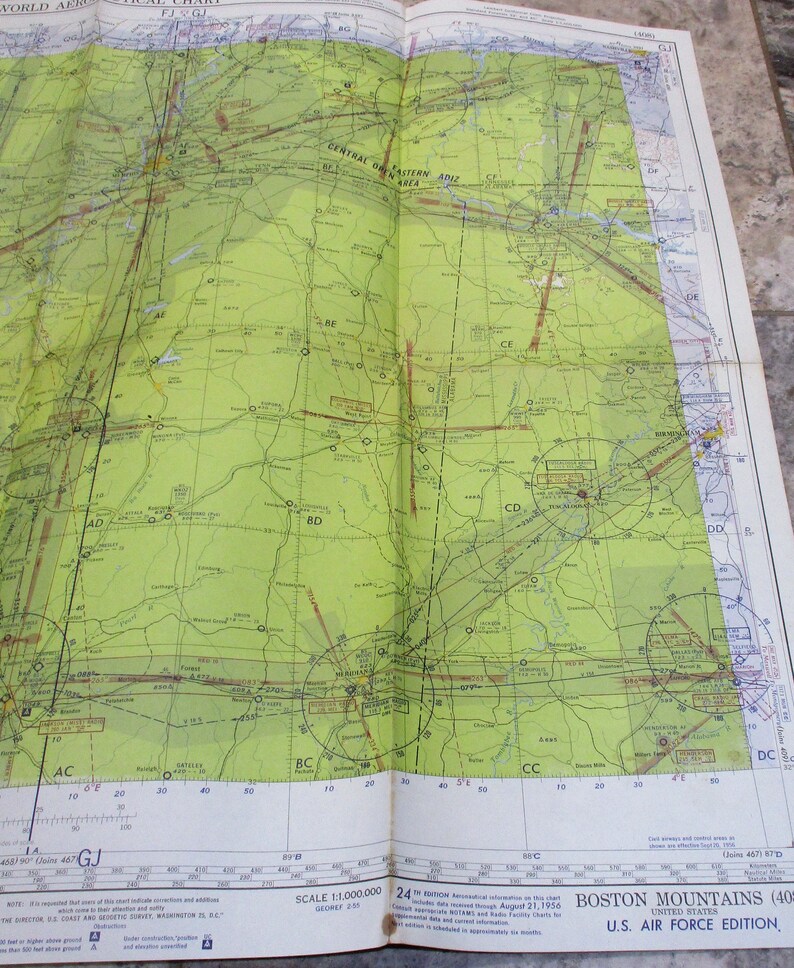 1956 Air Force Map Aeronautical Map Vintage Pilot's Map | Etsy