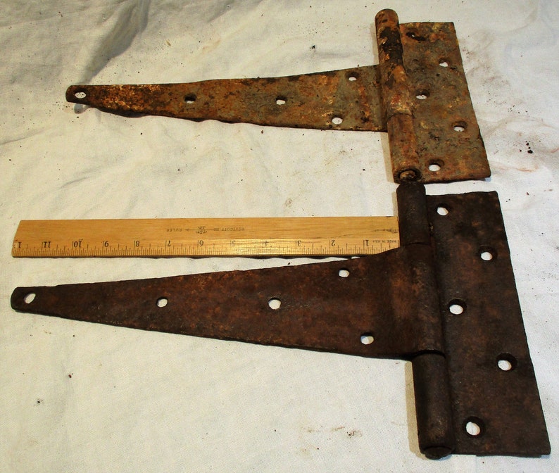 Old Hinges Large Heavy Duty Crusty Farm Hinges Circa 1940s - Etsy