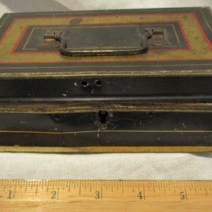 Cash Box, Antique Metal Cash Drawer, Old Bankers Box, Unusual Compact ...