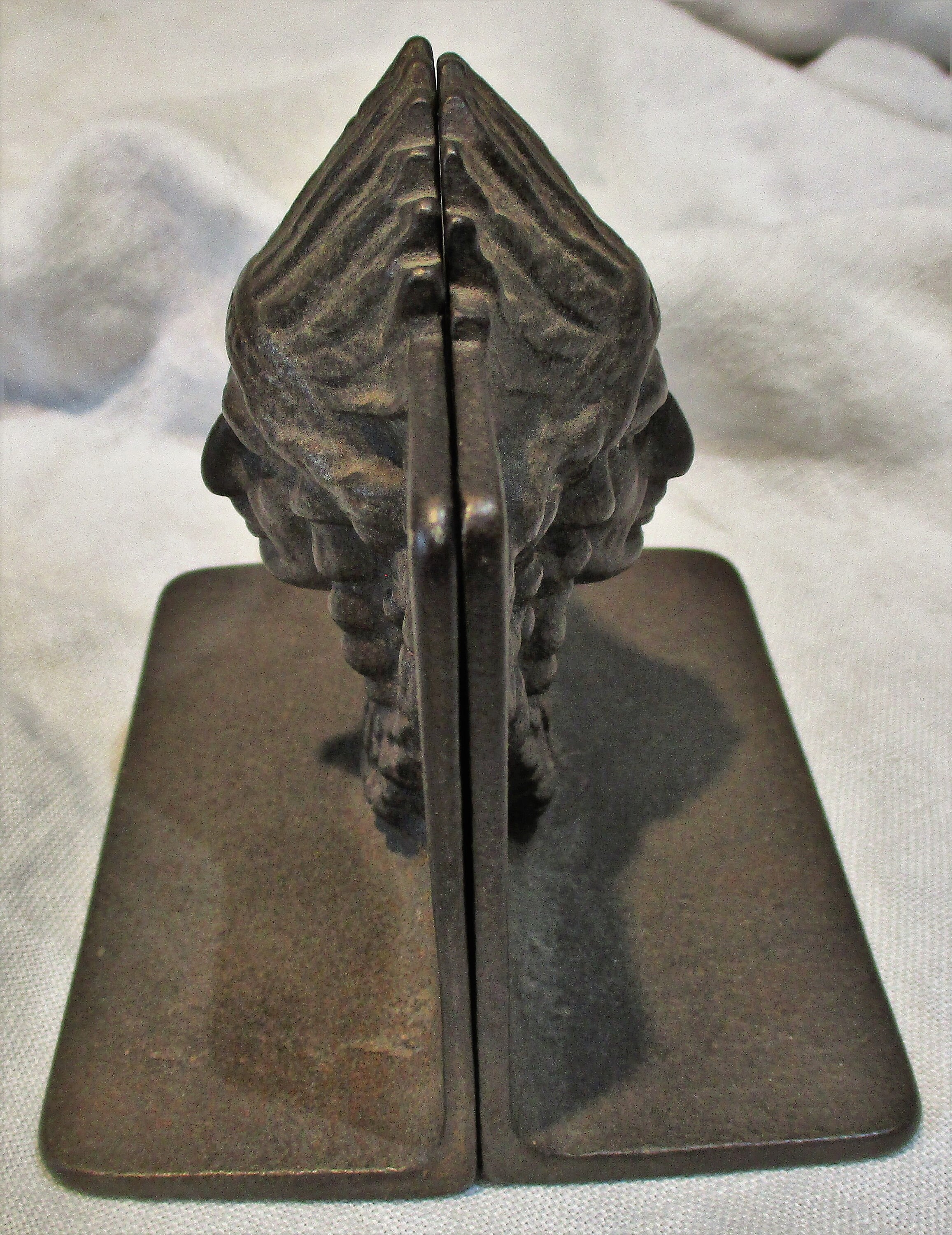 Bookends, American Indian, Antique Cast Metal Bookends, Old Library ...