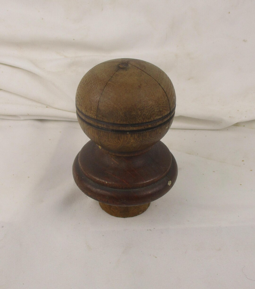 Finial, Old Wood Cannonball Finial With Carved Detail, Vintage ...