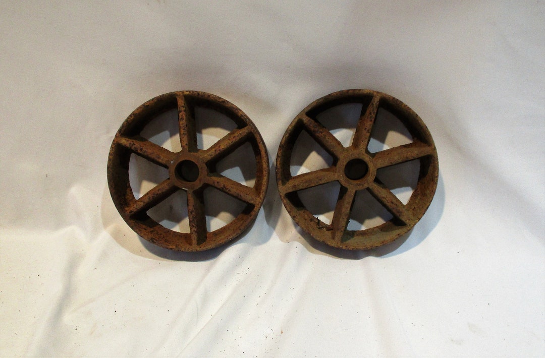 Industrial Cart Wheels, Mining Cart Wheels, Matching Very Old Pair ...