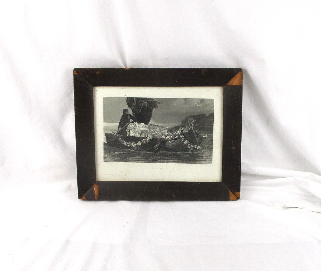 Framed 19th Century Lithograph, the Death of Elaine, Tennyson Poem - Etsy