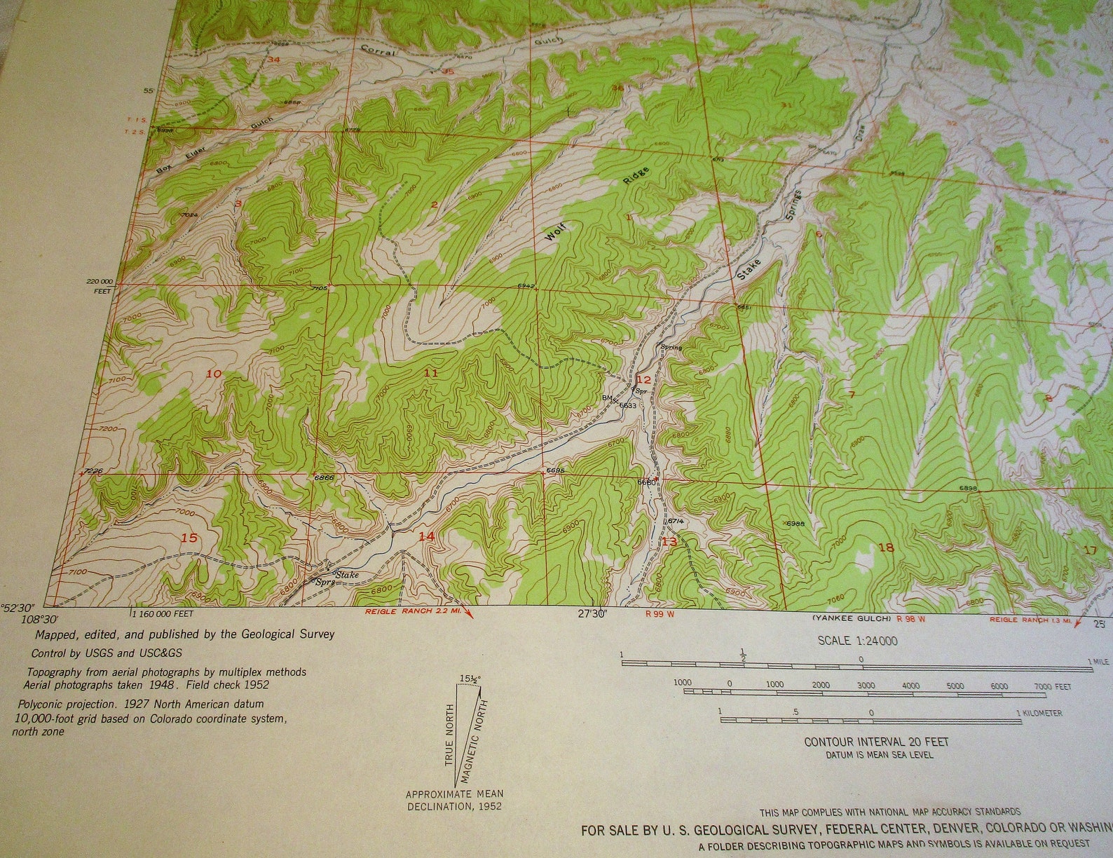 1952 Colorado Vintage Topographical Map Wolf Ridge Quadrangle - Etsy
