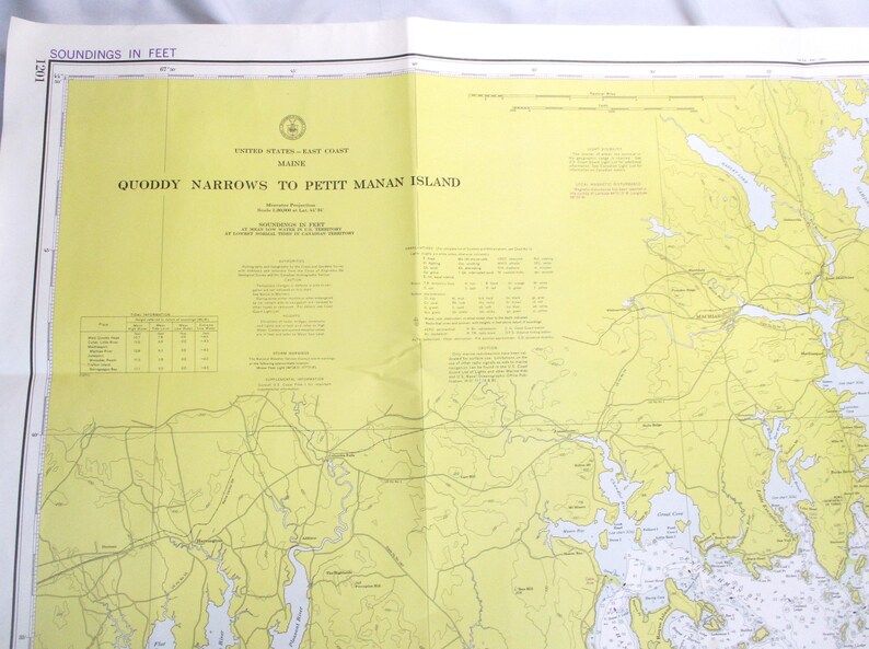 Vintage Maine Coastline Map: Quoddy Narrows to Petit Manan Island, 1972 ...
