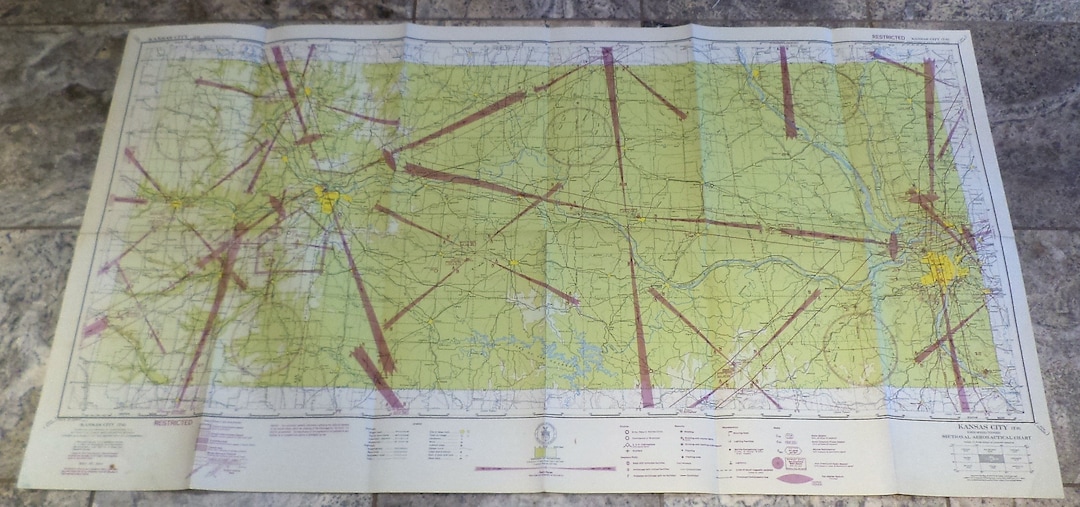 Mapa aeronáutico, 1944, Mapa de piloto vintage, Vectores, St Louis a ...