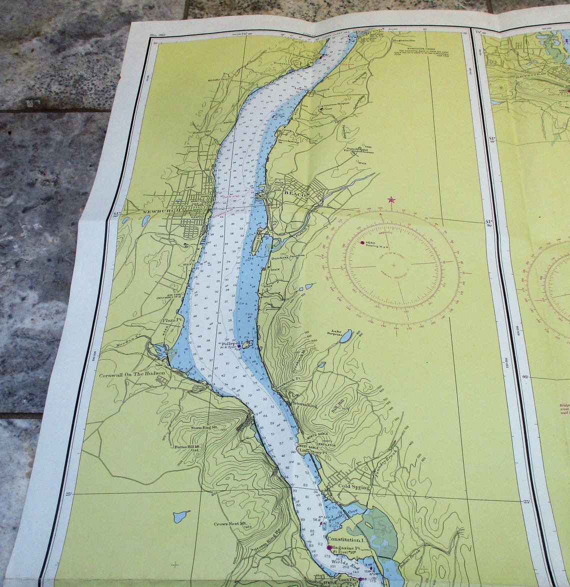1956 Hudson River Map New York Map Maritime Soundings Map - Etsy