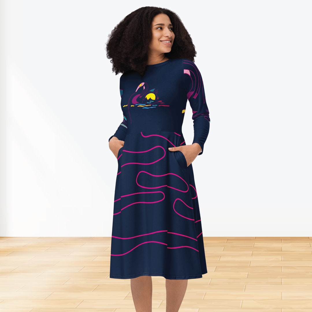 Fun Abstract Art Print Dress Colorful Chic Dress Womens Evening Fashion ...